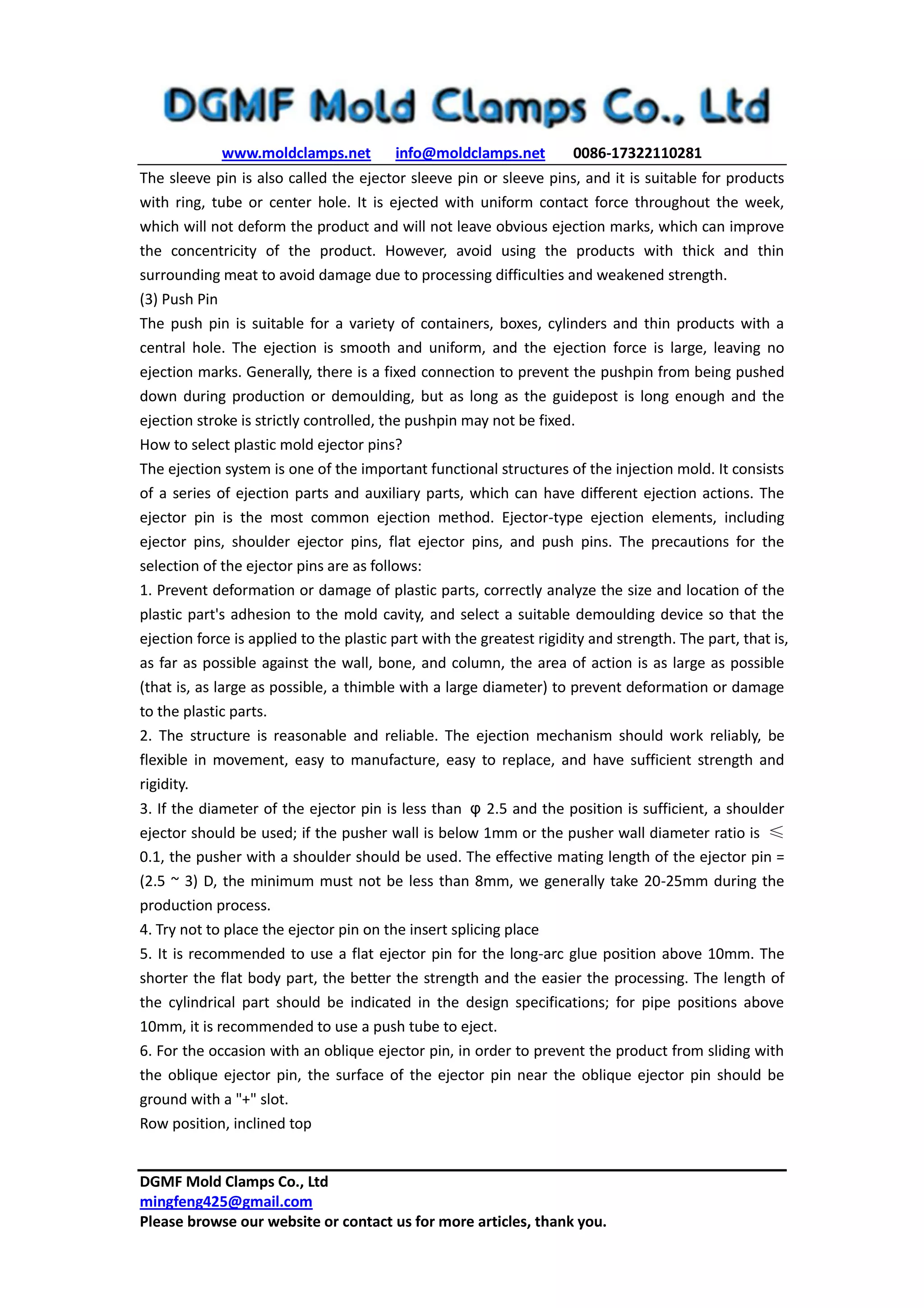 6 points about ejector pins help your injection molding work increase ...