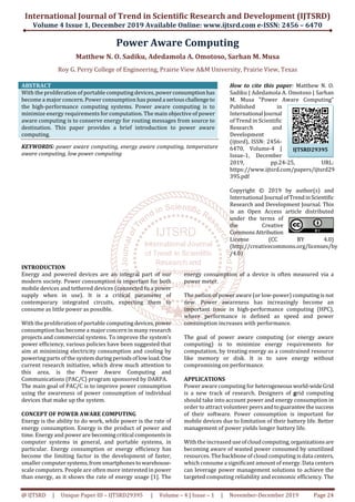 Power Aware Computing | PDF | Cloud Computing | Internet