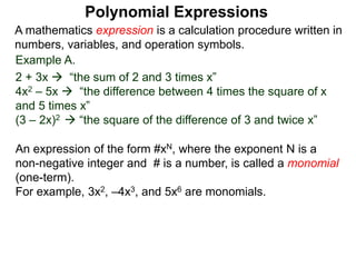 6 polynomial expressions and operations | PPT