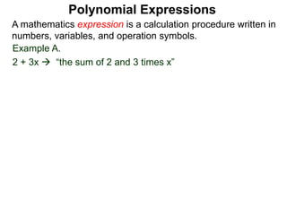 6 polynomial expressions and operations | PPT