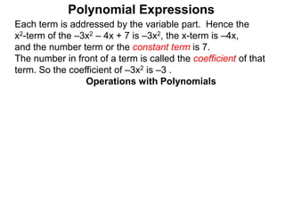 6 polynomial expressions and operations | PPT