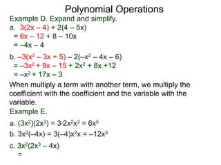 6 polynomial expressions and operations | PPT