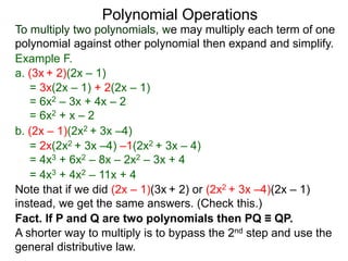 6 polynomial expressions and operations | PPT