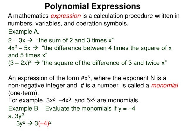 6 polynomial expressions and operations