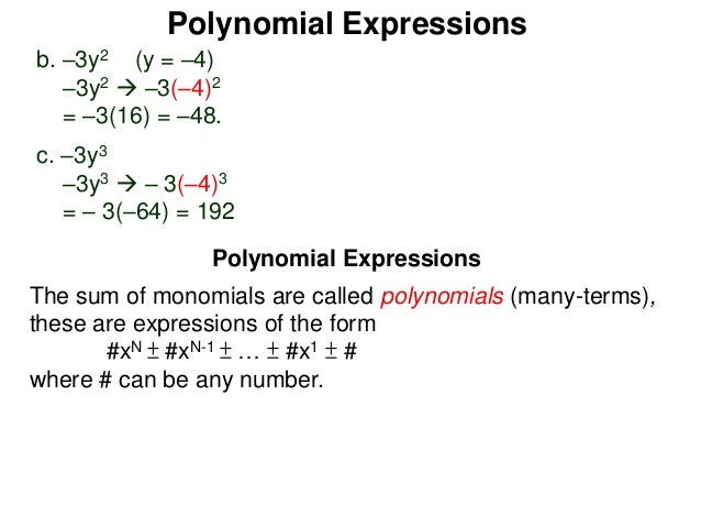 6 polynomial expressions and operations