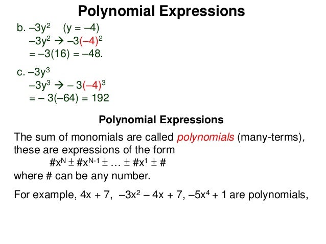 6 polynomial expressions and operations