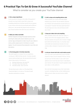 6 Practical Tips To Creating A Successful YouTube Channel checklist | PDF | Social Networking ...