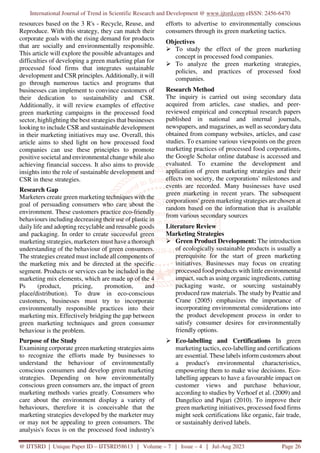 Processed Food Companies are Implementing Green Marketing Strategies Can CSR and Sustainable ...