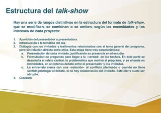 Talkshow historia y tipos para dirección general y sus formas | PDF