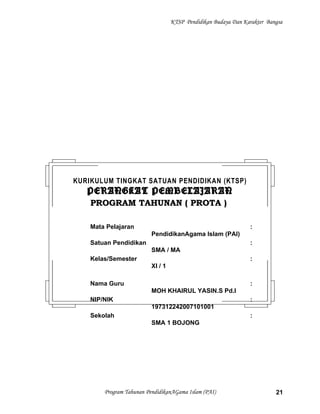 [6] program tahunan pai sma xi | PDF