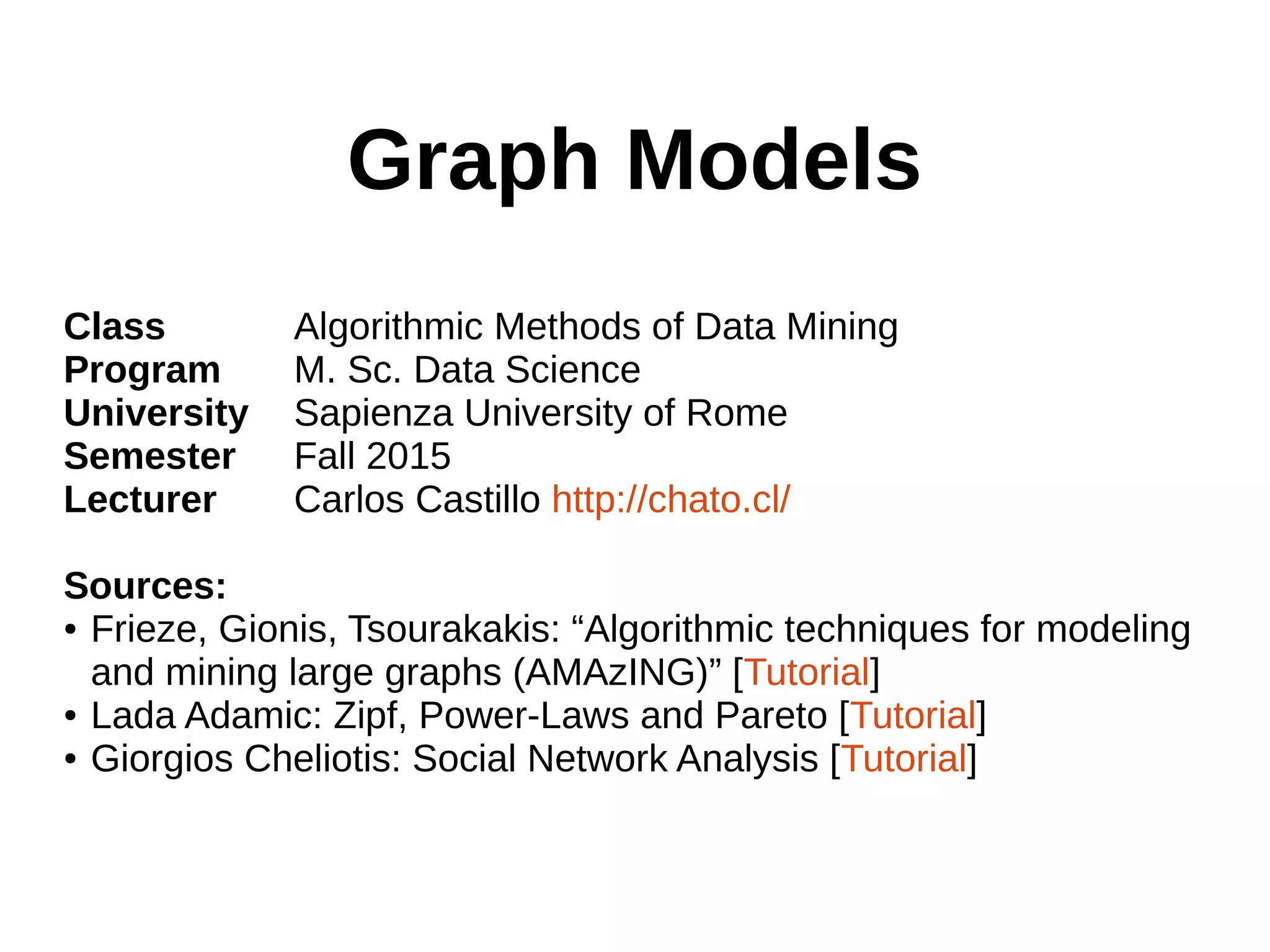 Graph Evolution Models | PPT