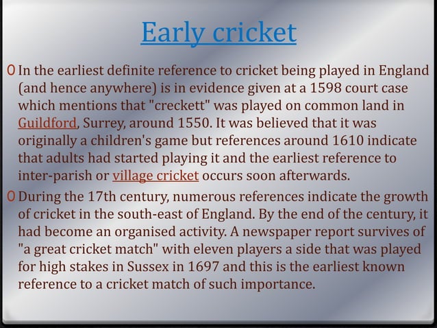 History of cricket | PPT