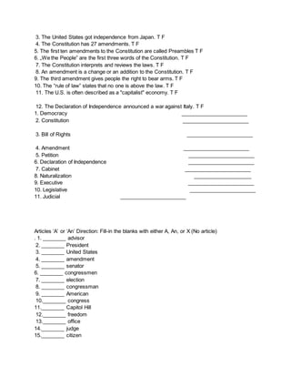Goverment quiz | DOCX