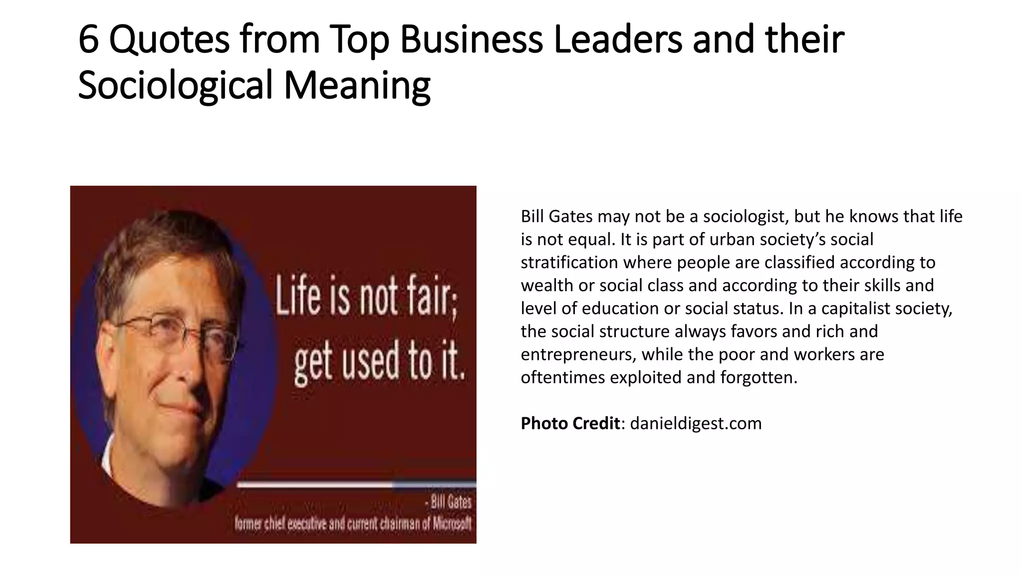 6 quotes from top business leaders and their sociological meaning | PPTX
