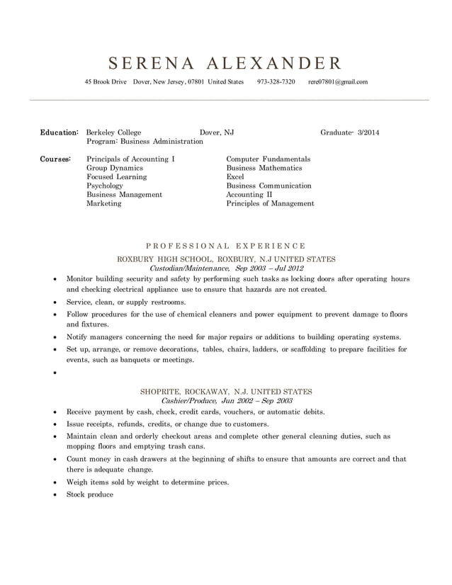 Alexander serena resume | DOCX | Physical Therapy | Wellness