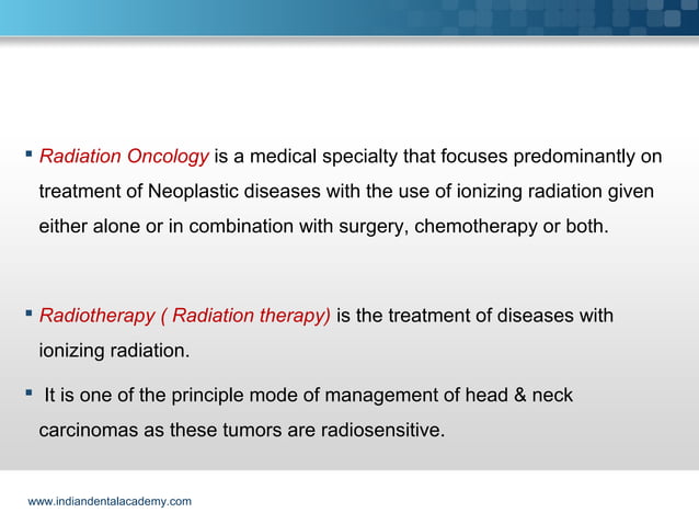 Techniques of Radiotherapy in Oral Cancer / dental courses | PPT ...