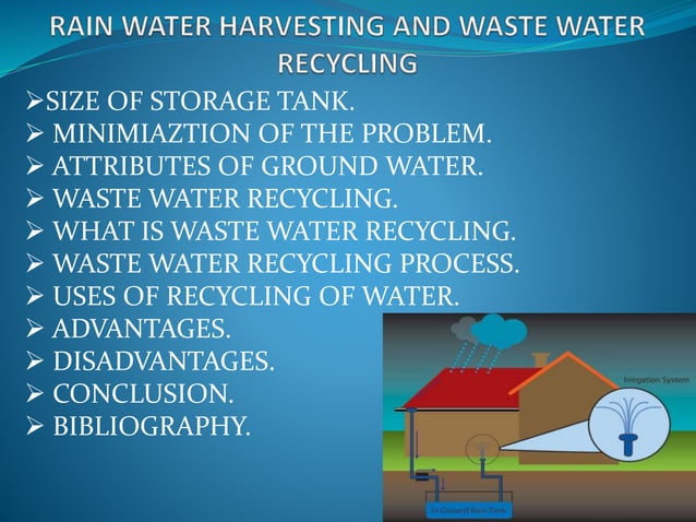 6 rain water harvesting and waste water recycling | PPTX | Science