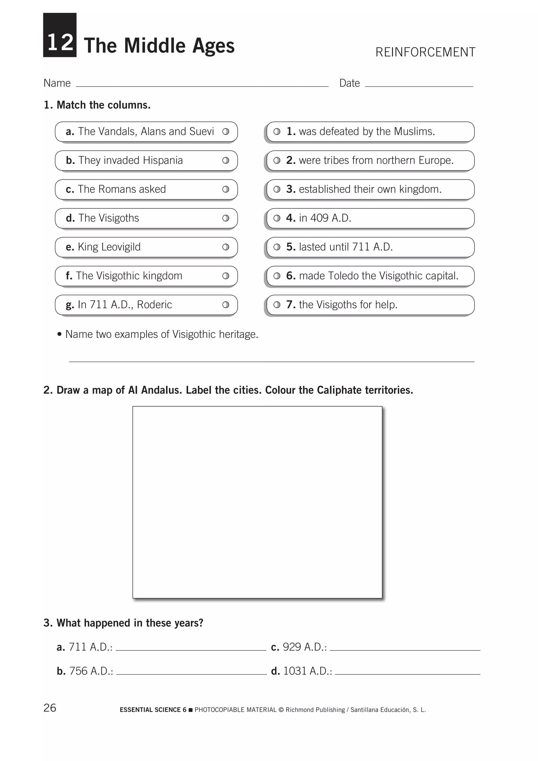 6º reinforcement worksheet unit 12 | PDF