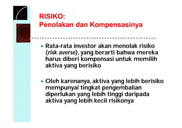 risiko dan tingkat pengembalian | PDF