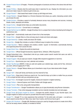 Over 101 google products and services you probably dont know | PDF