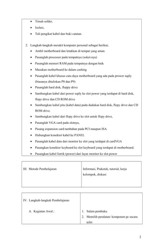 rpp merakit personal | PDF