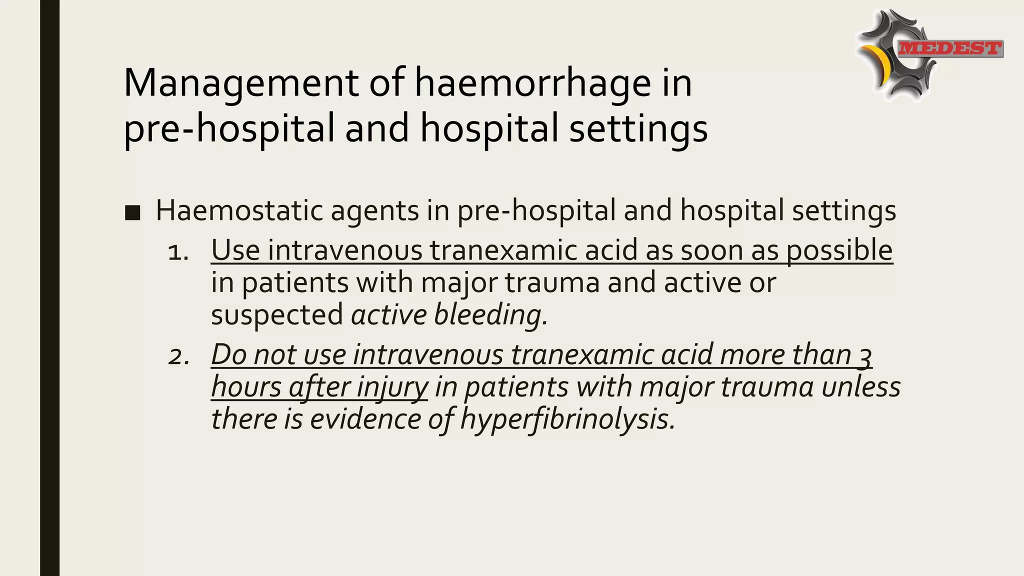 2016 NICE Major Trauma Guidelines. The pre-hospital recomendations | PPTX