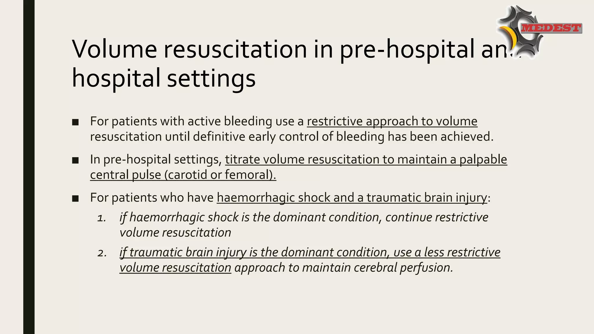 2016 NICE Major Trauma Guidelines. The pre-hospital recomendations | PPTX