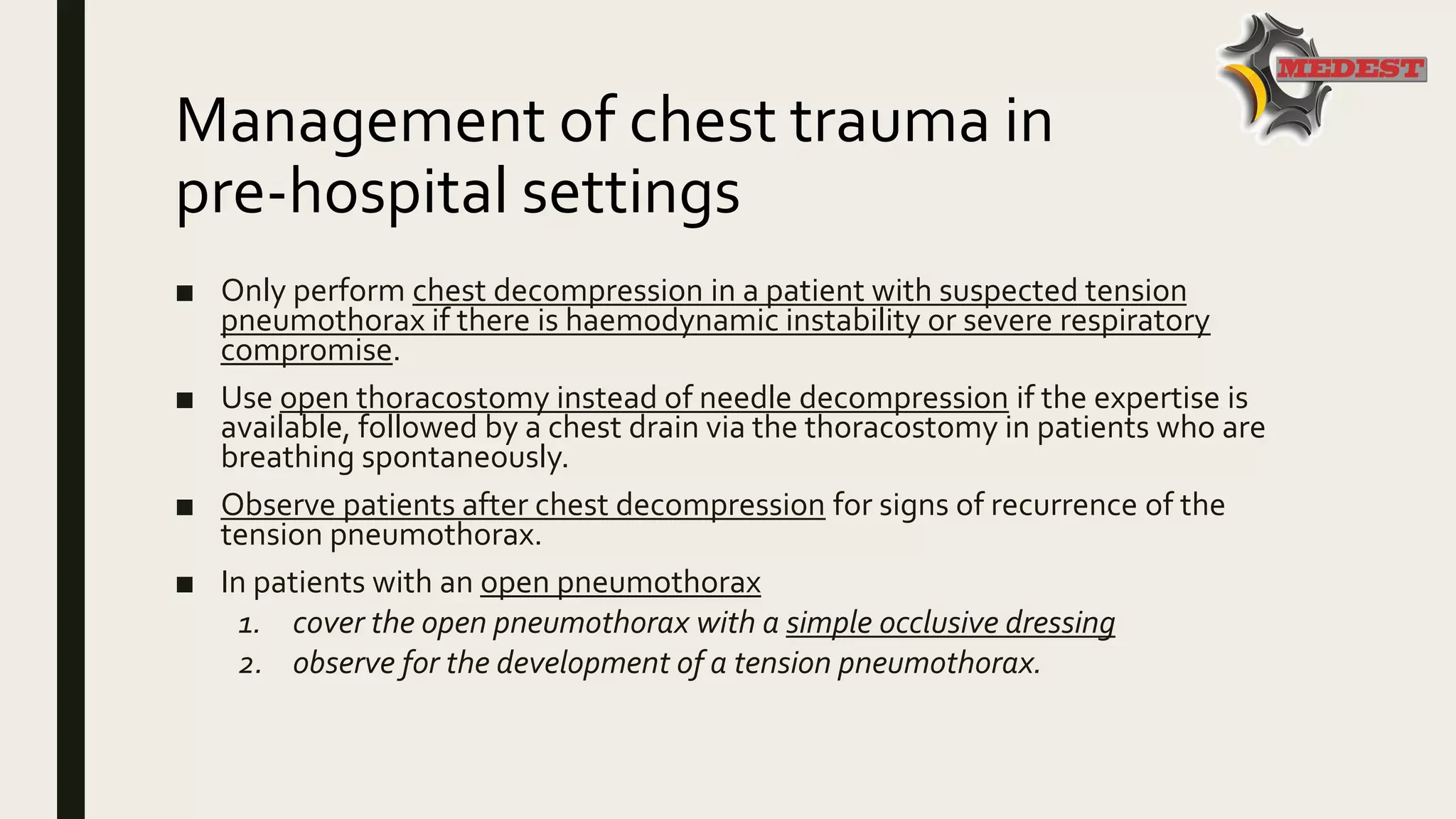 2016 NICE Major Trauma Guidelines. The pre-hospital recomendations | PPTX