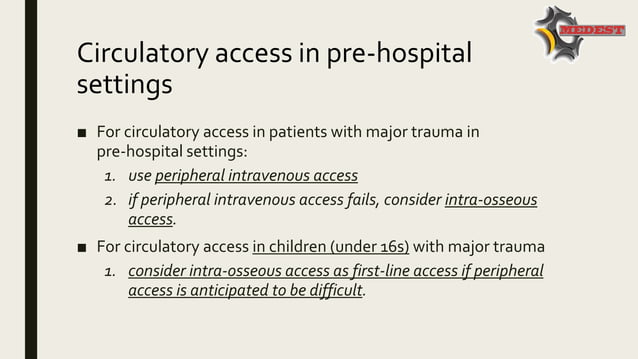 2016 NICE Major Trauma Guidelines. The pre-hospital recomendations | PPTX
