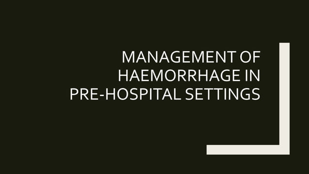 2016 NICE Major Trauma Guidelines. The pre-hospital recomendations | PPTX