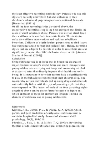 6Running Head CHILD BEHAVIORS AND SUBSTANCE USE.docx