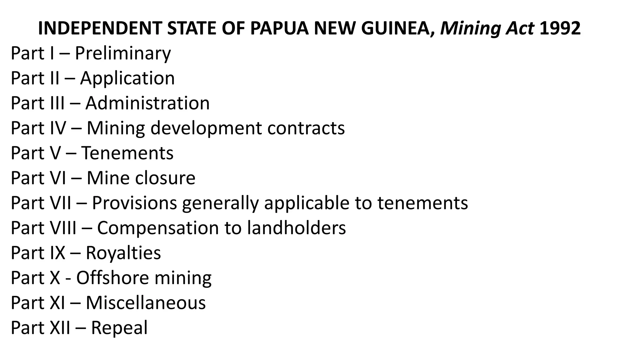 Salient features of Mining Act, Papua New Guineadf | PDF