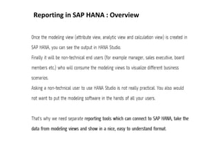 Sap Hana Reporting Sap Hana Tutorial Pdf