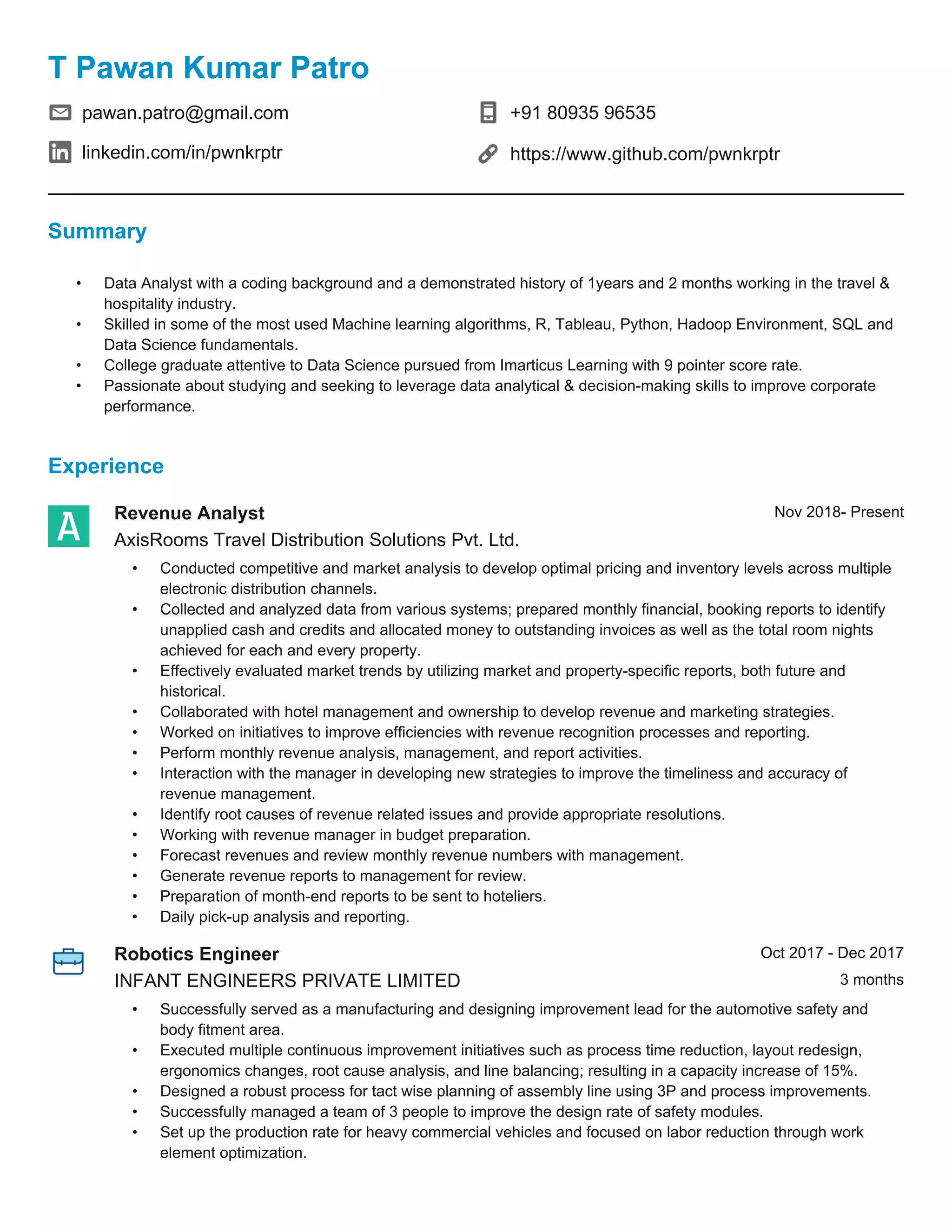 T Pawan Kumar Patro_Data Analyst_Resume | PDF