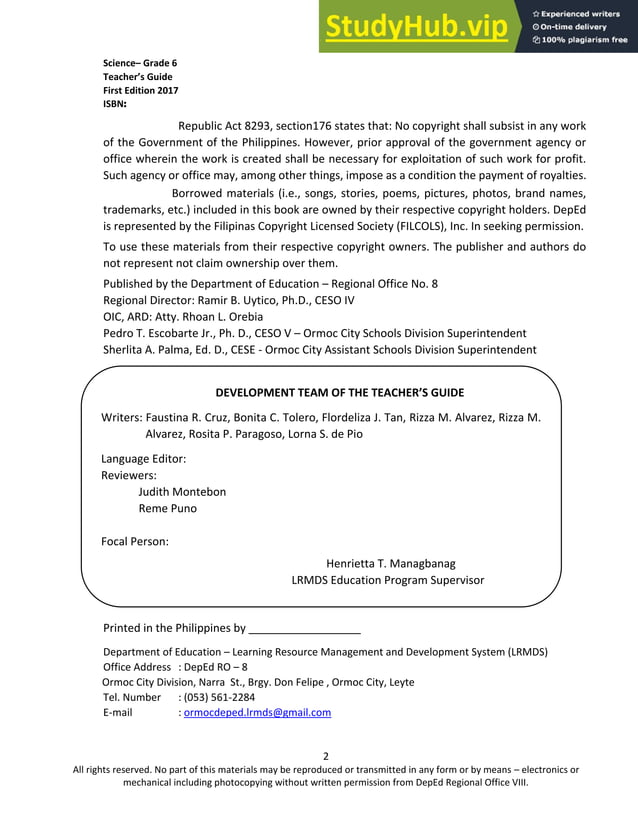 6 Science Teacher S Guide | PDF