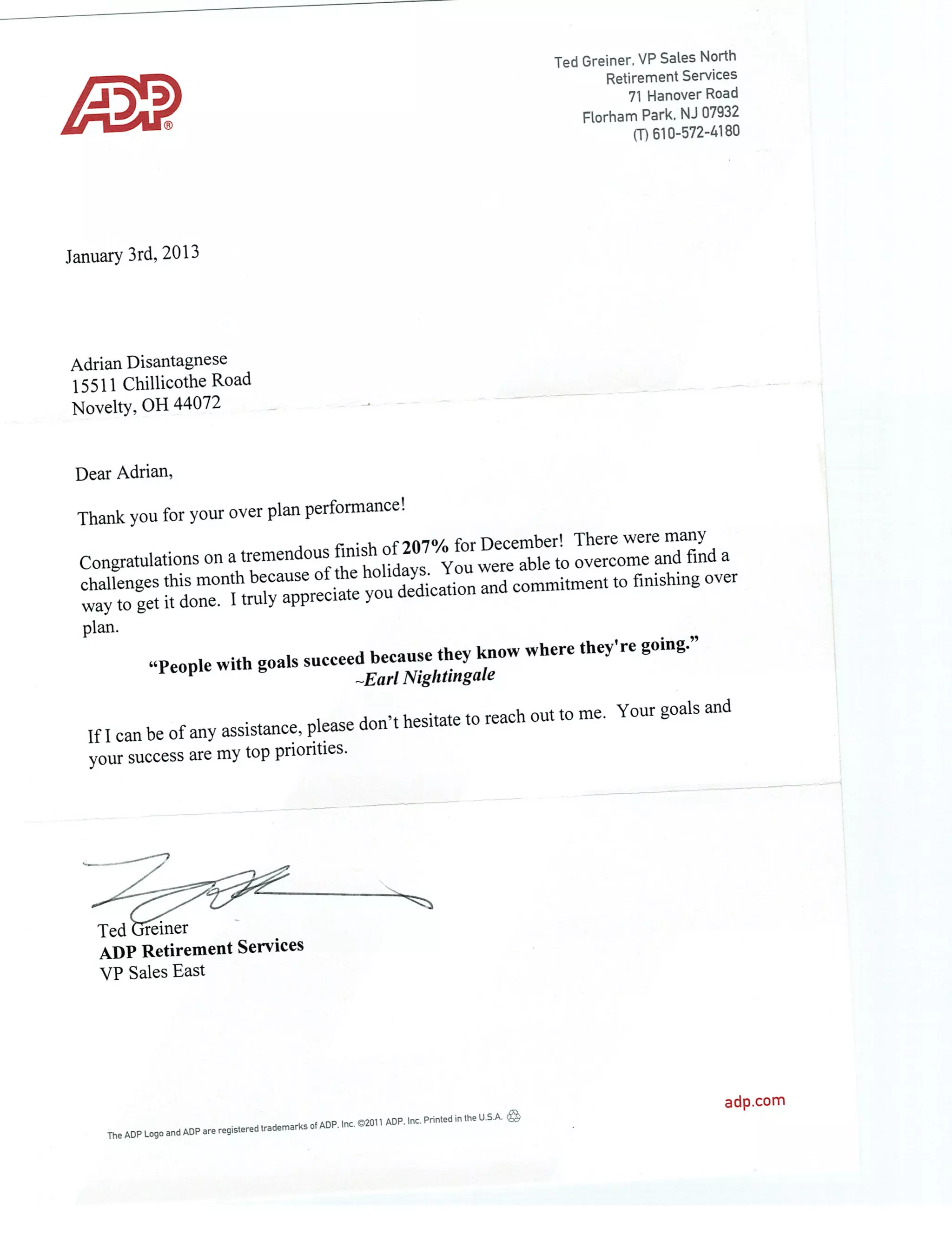 Adrian Disantagnese’s ADP Recognition (6 Documents) | PDF