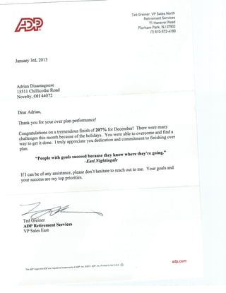 Adrian Disantagnese’s ADP Recognition (6 Documents) | PDF