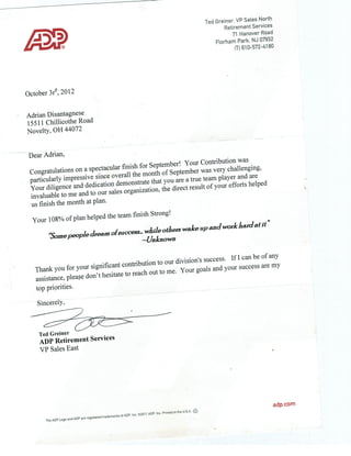 Adrian Disantagnese’s ADP Recognition (6 Documents) | PDF