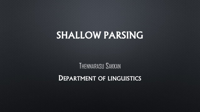 6 shallow parsing introduction | PDF