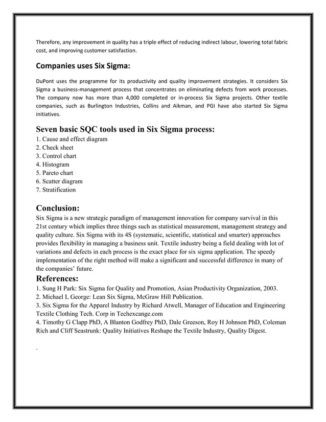 6 sigma assignment | DOCX