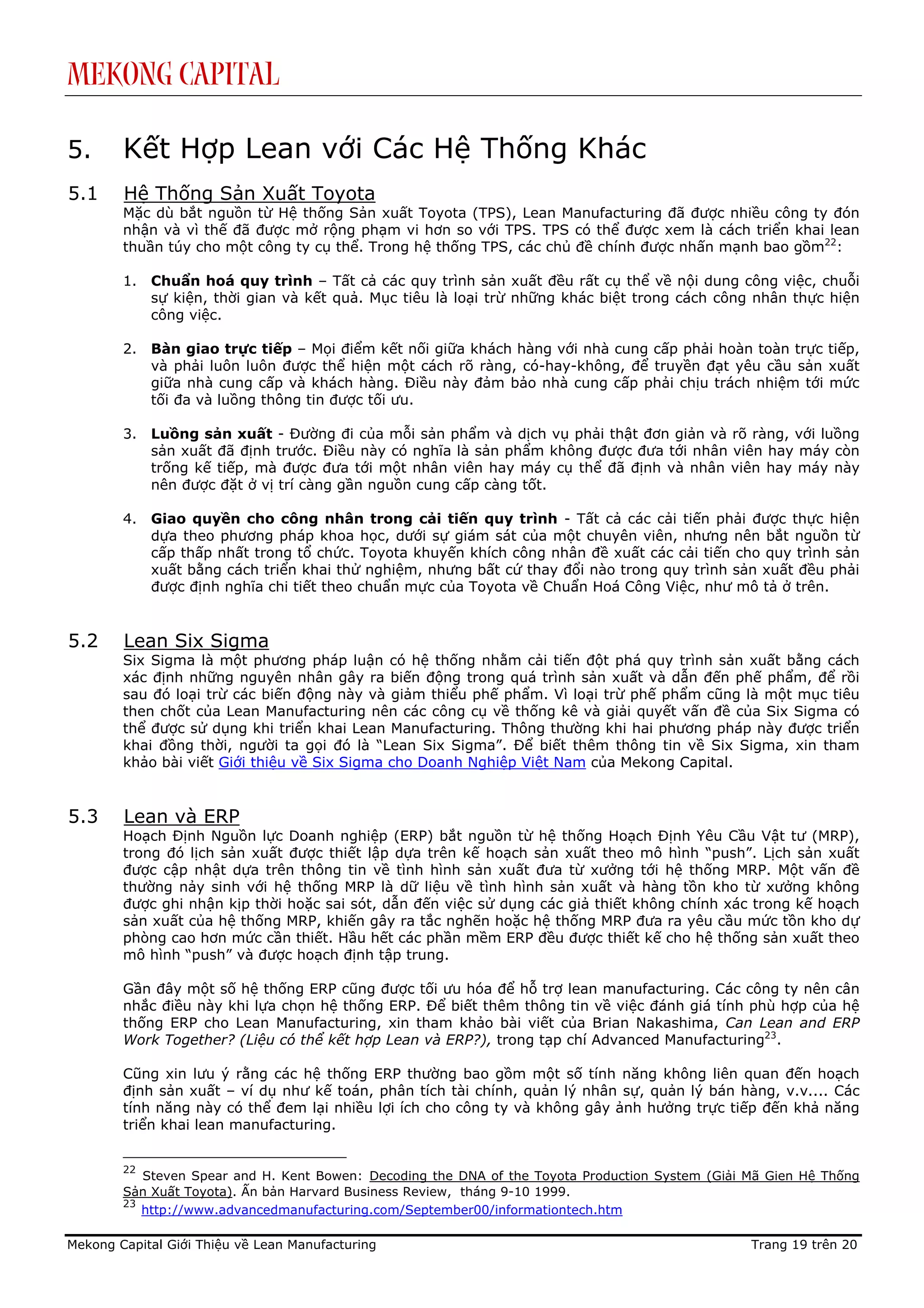 6 sigma introduction to lean manufacturing - vietnamese | PDF