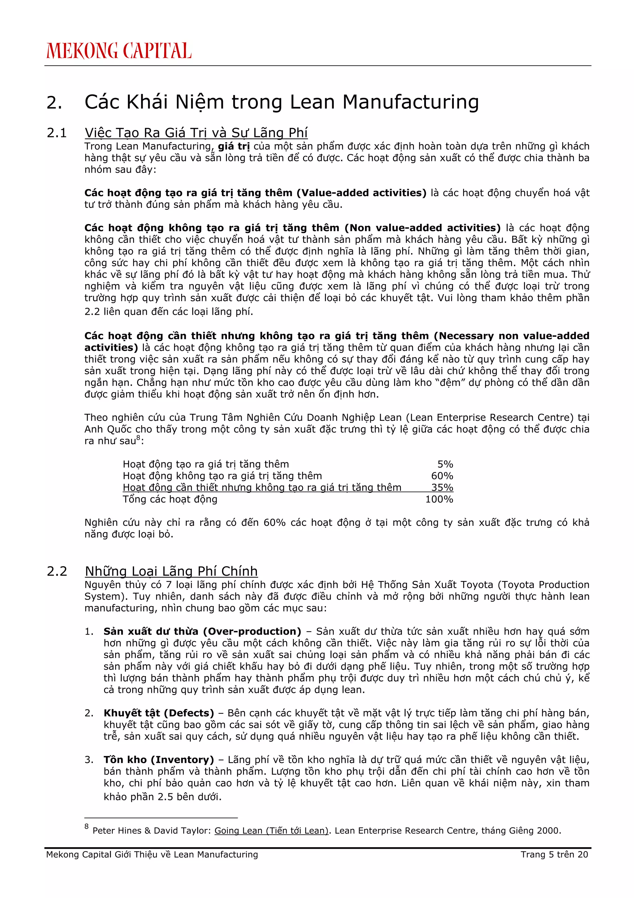 6 sigma introduction to lean manufacturing - vietnamese | PDF