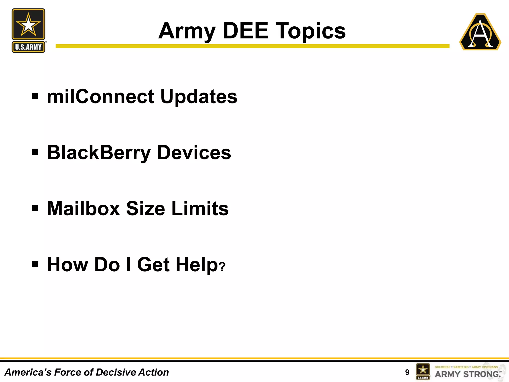 Army Enterprise Email Training: TechNet Augusta 2015 | PPT