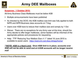 Army Enterprise Email Training: TechNet Augusta 2015 | PPT