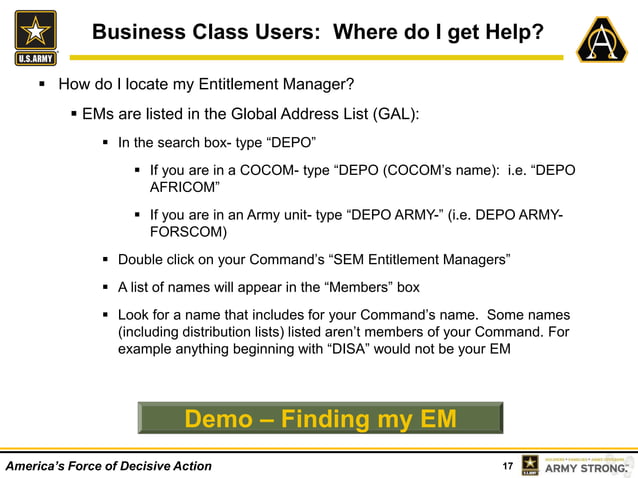 Army Enterprise Email Training: TechNet Augusta 2015 | PPT