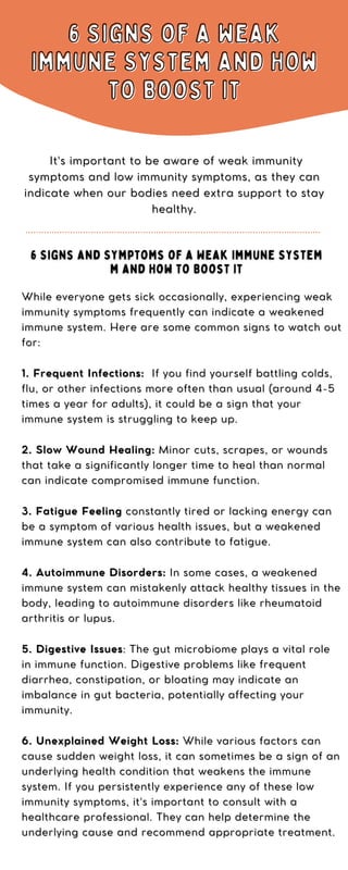 6 Signs of a Weak Immune System and How to Boost It | PDF