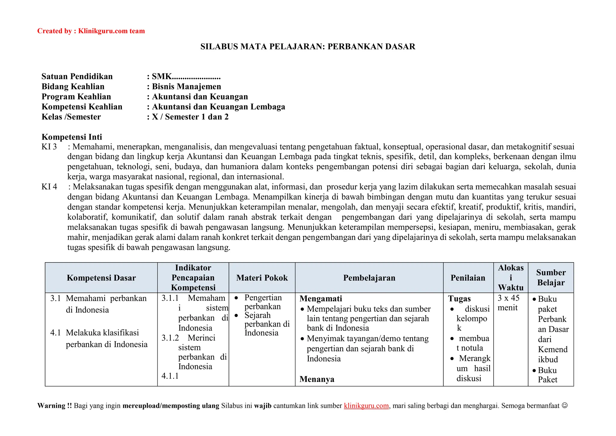 6 SILABUS PERBANKAN DASAR AKL - KELAS X.docx