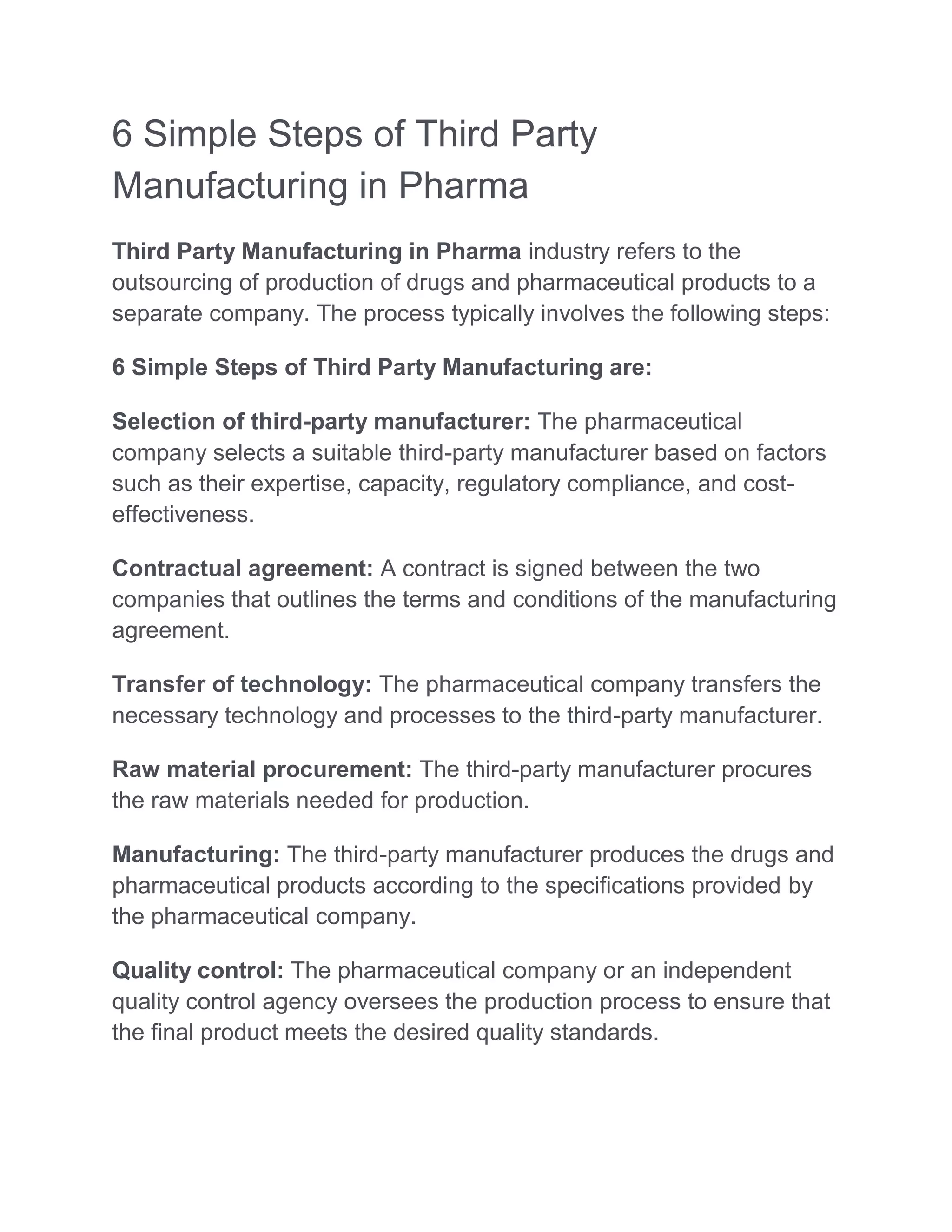6 Simple Steps of Third Party manufacturing in pharma.docx