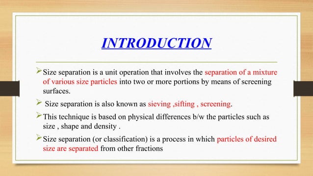 PHARMACEUTICAL ENGINEERING, SIZE SEPARATION, BPHARM THIRD SEM | PPTX