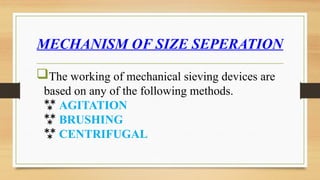 PHARMACEUTICAL ENGINEERING, SIZE SEPARATION, BPHARM THIRD SEM | PPTX